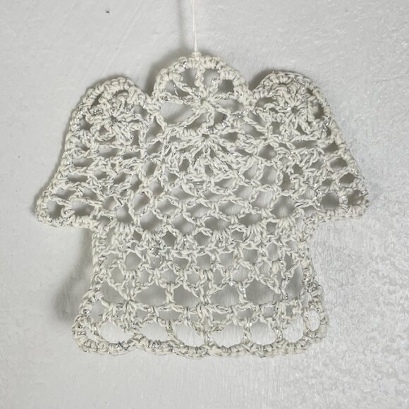 Handmade | Holiday | Vintage Crochet Angel Ornament Hand Made White ...